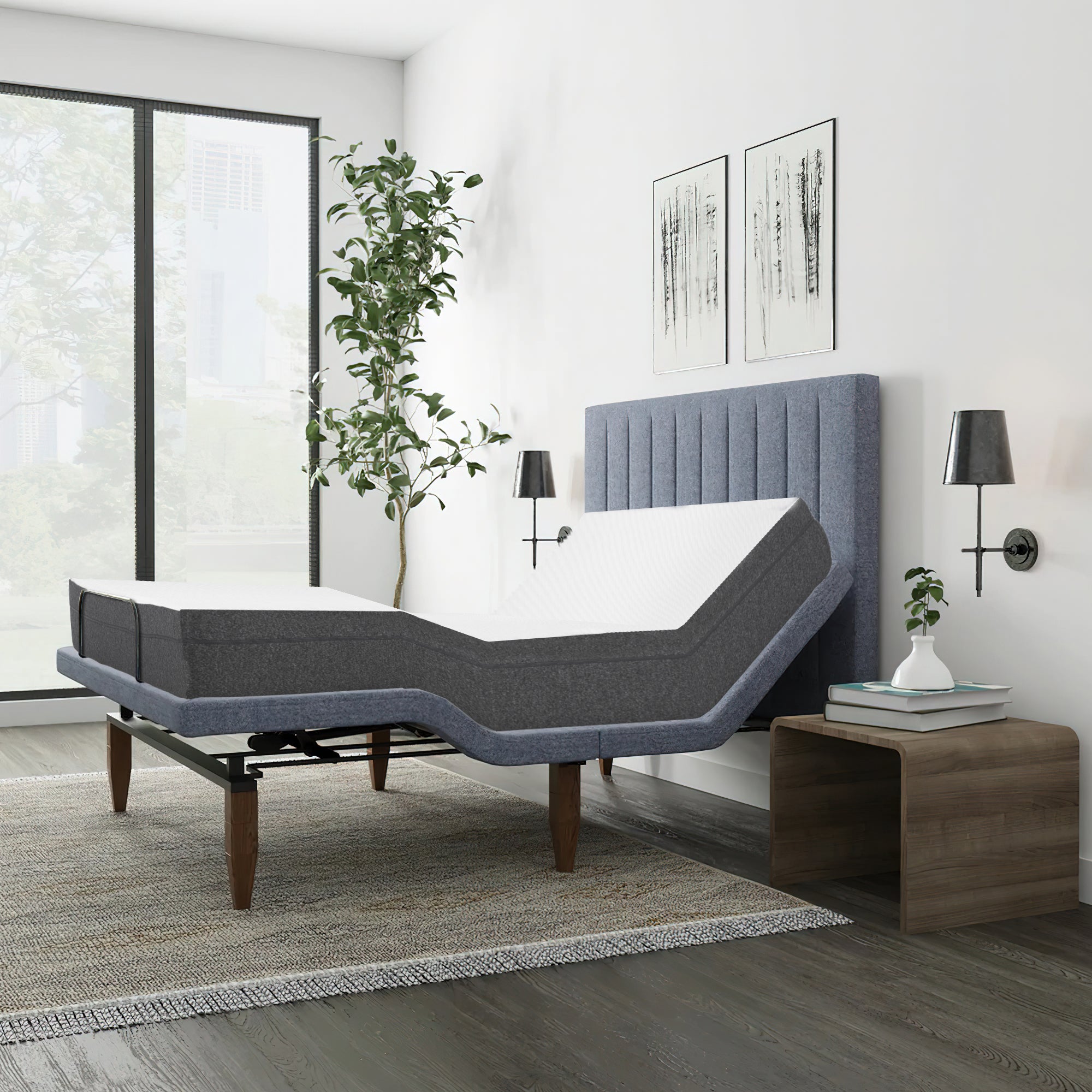 Tight Top Hybrid Mattress and Adjustable Bed Base with Headboard | Adv