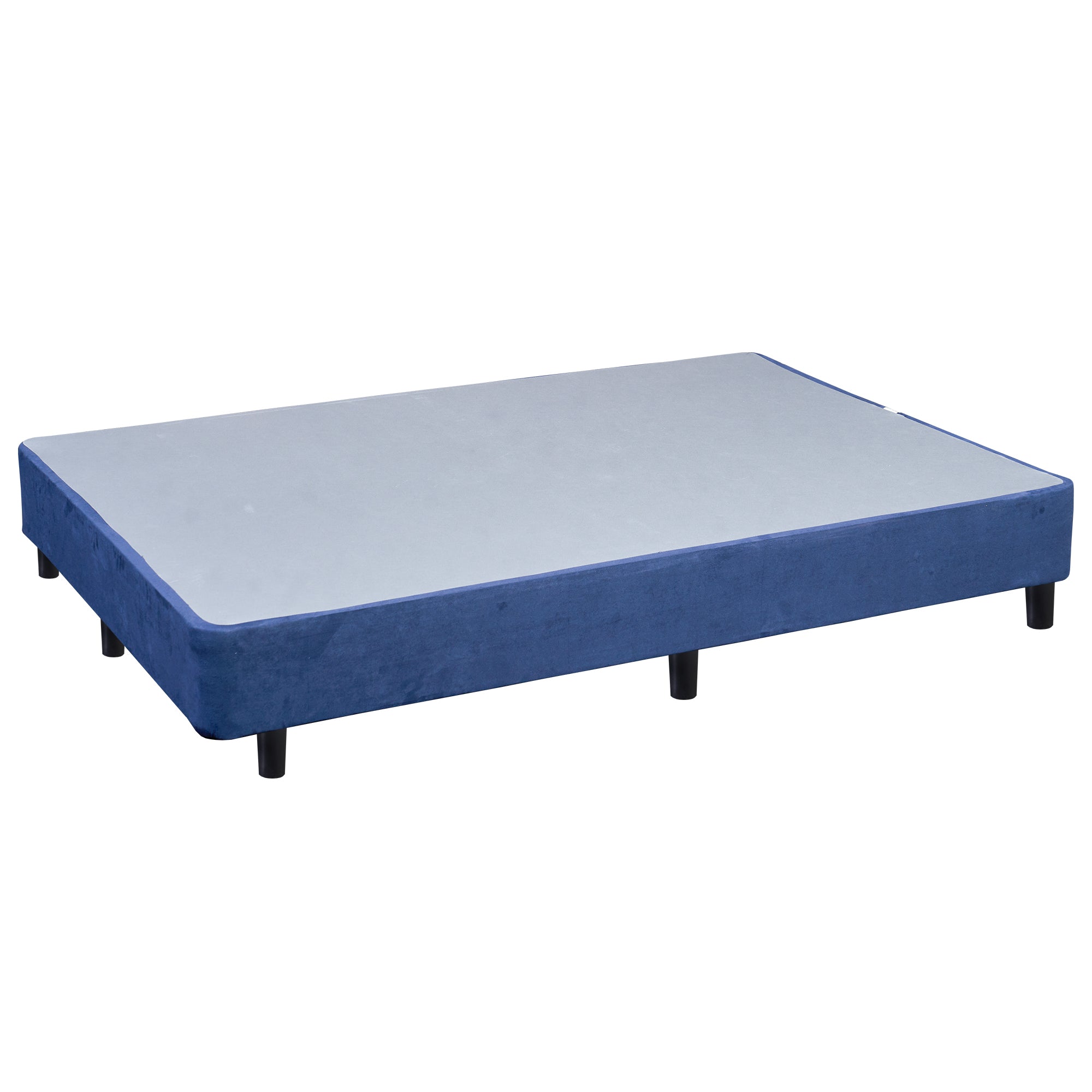 Platform Bed With Plastic Leg, Blue Suede